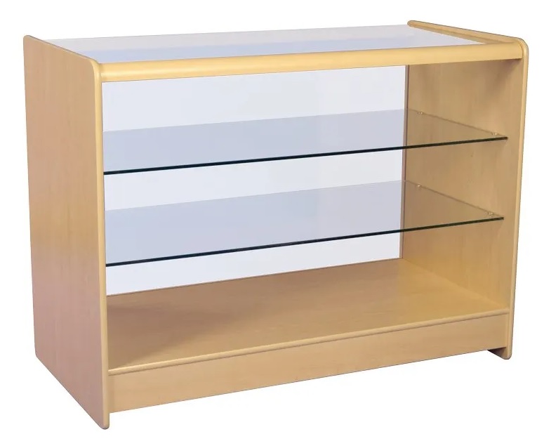 1200x900x600 White Counter Unit - Full Front Glass Display